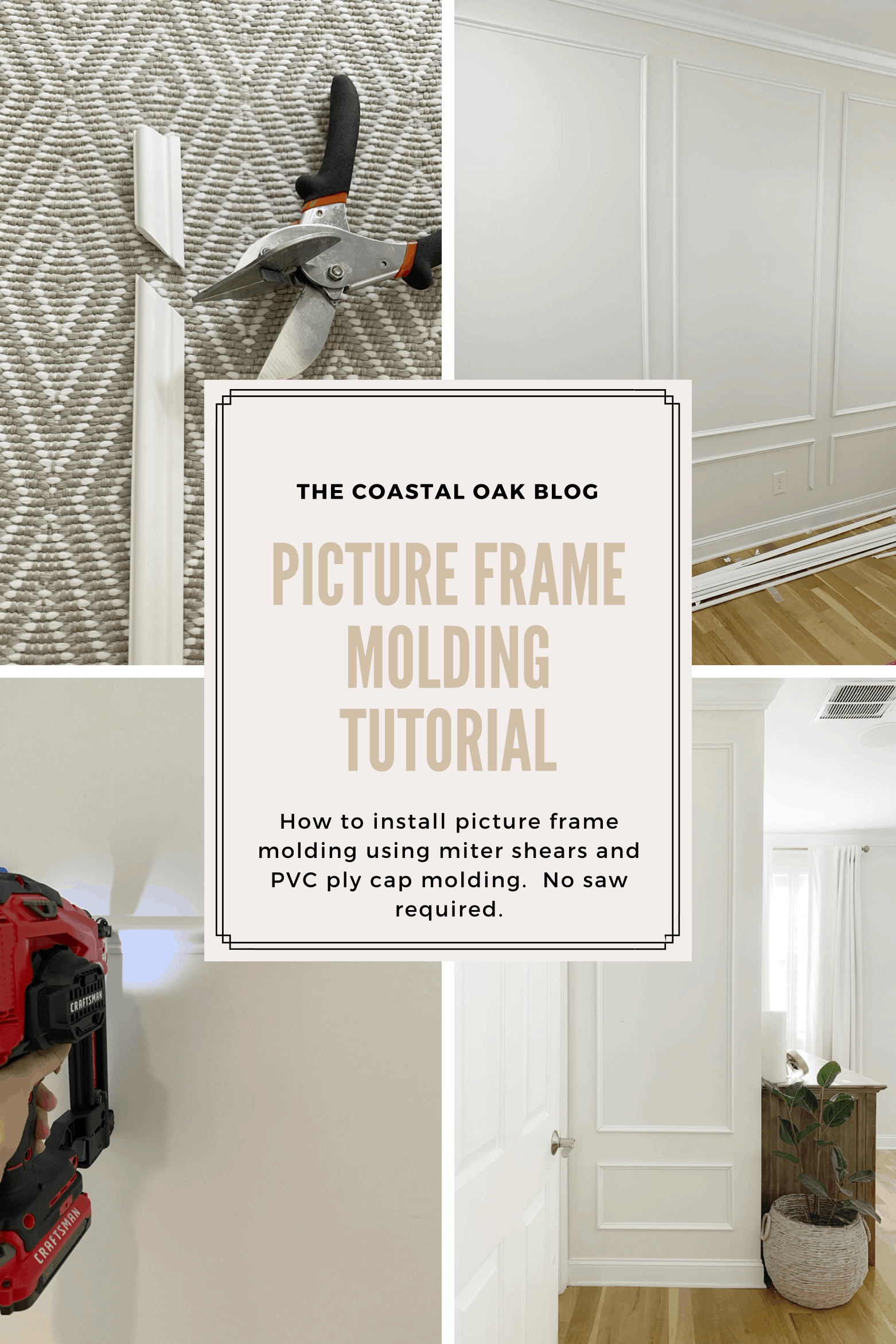 Installing Picture Frame Molding Without a Saw | The Coastal Oak